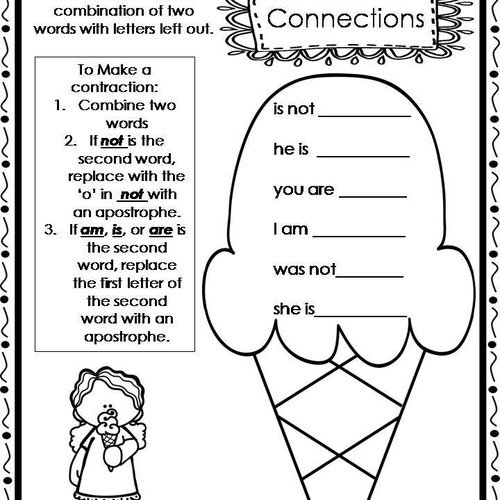10 Printable Contractions Worksheets. 1st-2nd Grade ELA - Etsy