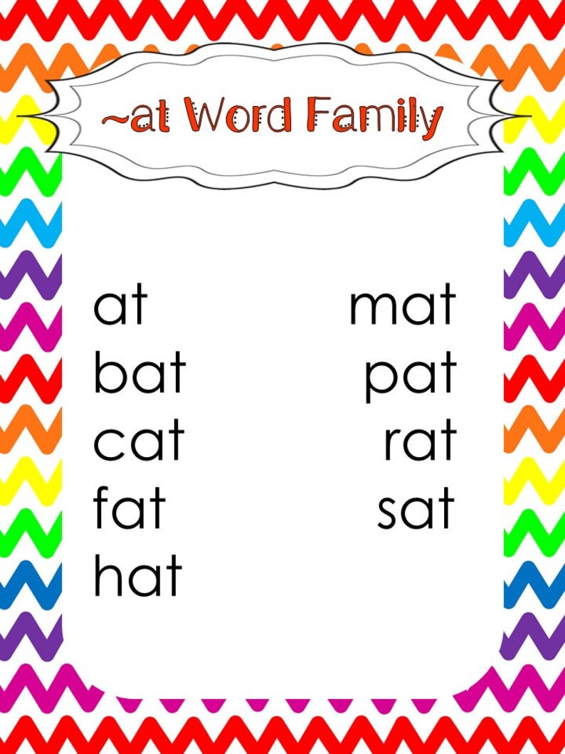 10 Printable Word Family Posters. Full Page Classroom Wall - Etsy India