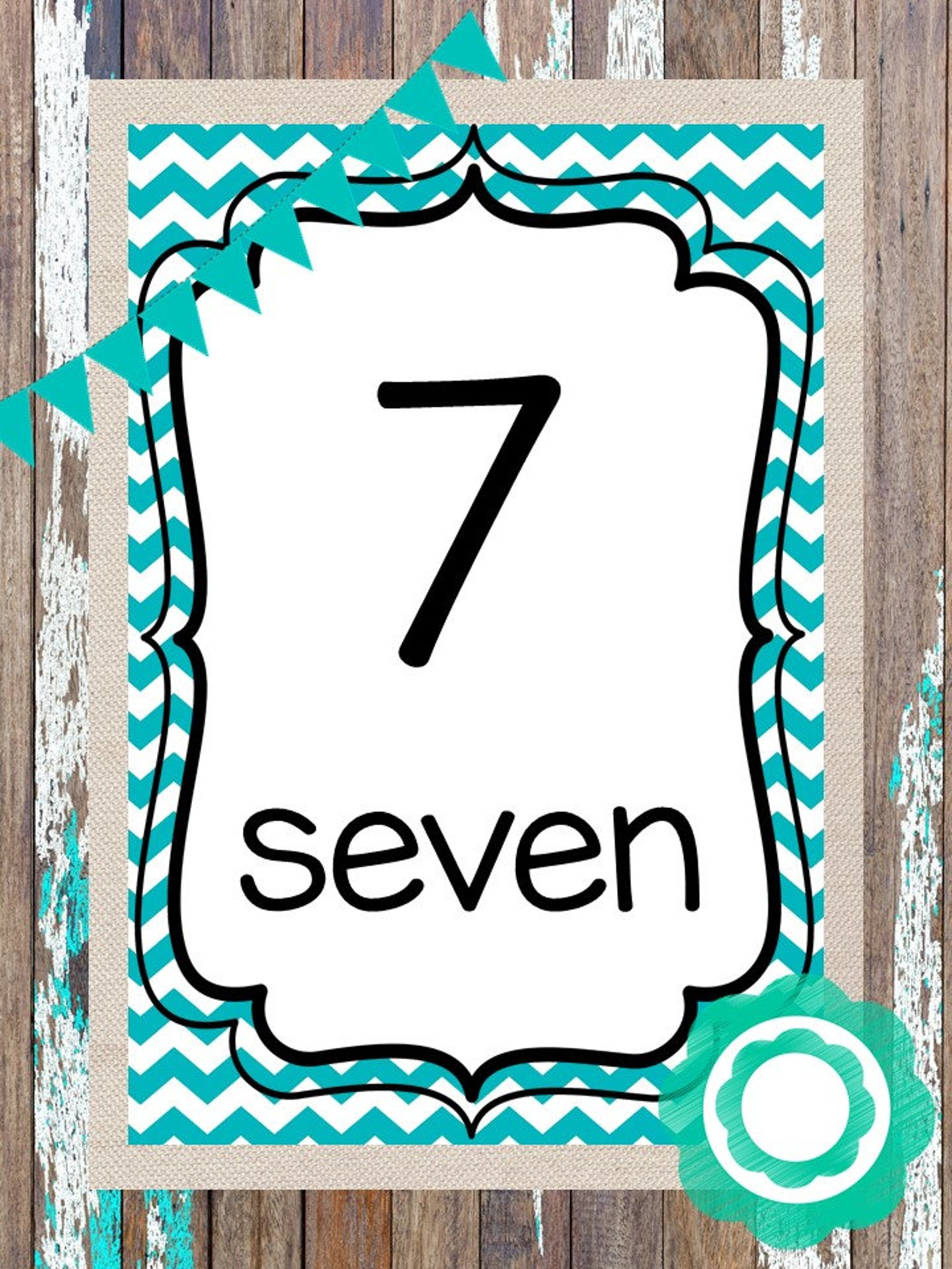 20 Printable Rustic and Teal Themed Numbers Posters. Numbers | Etsy