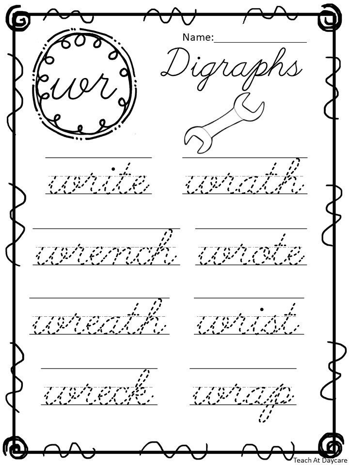 10 Printable Cursive Digraphs Trace the Word Worksheets. | Etsy