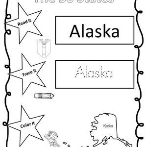 The 50 States Read It, Trace It, Color It Geography Worksheets ...