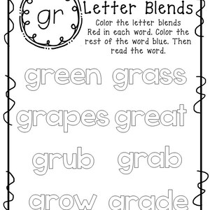 20 Printable Blends Color the Word Worksheets. Kindergarten-2nd Grade ...
