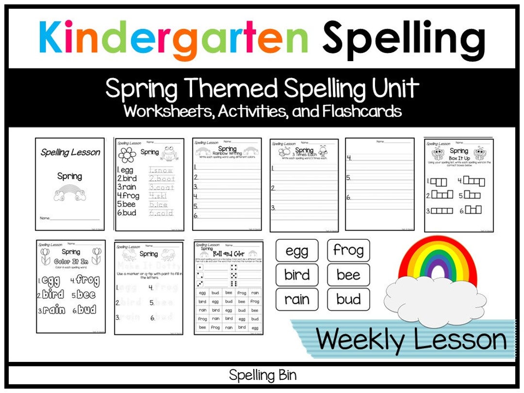 Kindergarten Spring Themed Words Spelling Unit. Single Week ...