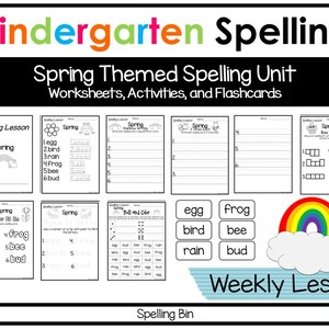 Kindergarten Spring Themed Words Spelling Unit. Single Week ...