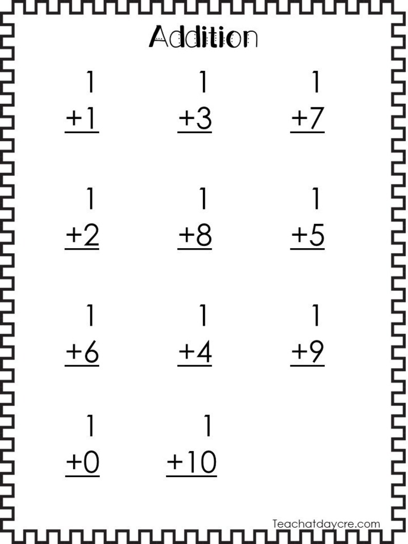 20 Printable Addition Worksheets Numbers 1 10 Preschool 1st Etsy 20 Printable Addition Worksheets Numbers 1 10 Preschool 1st Etsy