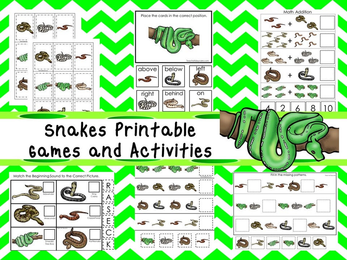 30 Snakes Printable Preschool Educational Games Download. - Etsy