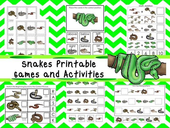 30 Snakes Printable Preschool Educational Games Download. - Etsy