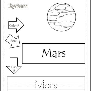 16 Solar System Planets Color Read Trace Write Worksheets. Preschool ...