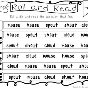 10 Printable Diphthongs Roll and Read the Word Worksheets. Kindergarten ...