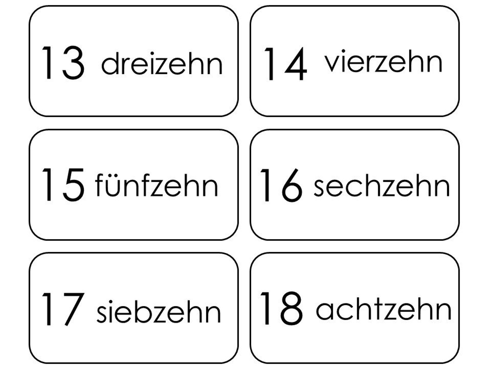 20 Printable German Numbers 1-20 Flashcards. Preschool Thru Third Grade ...