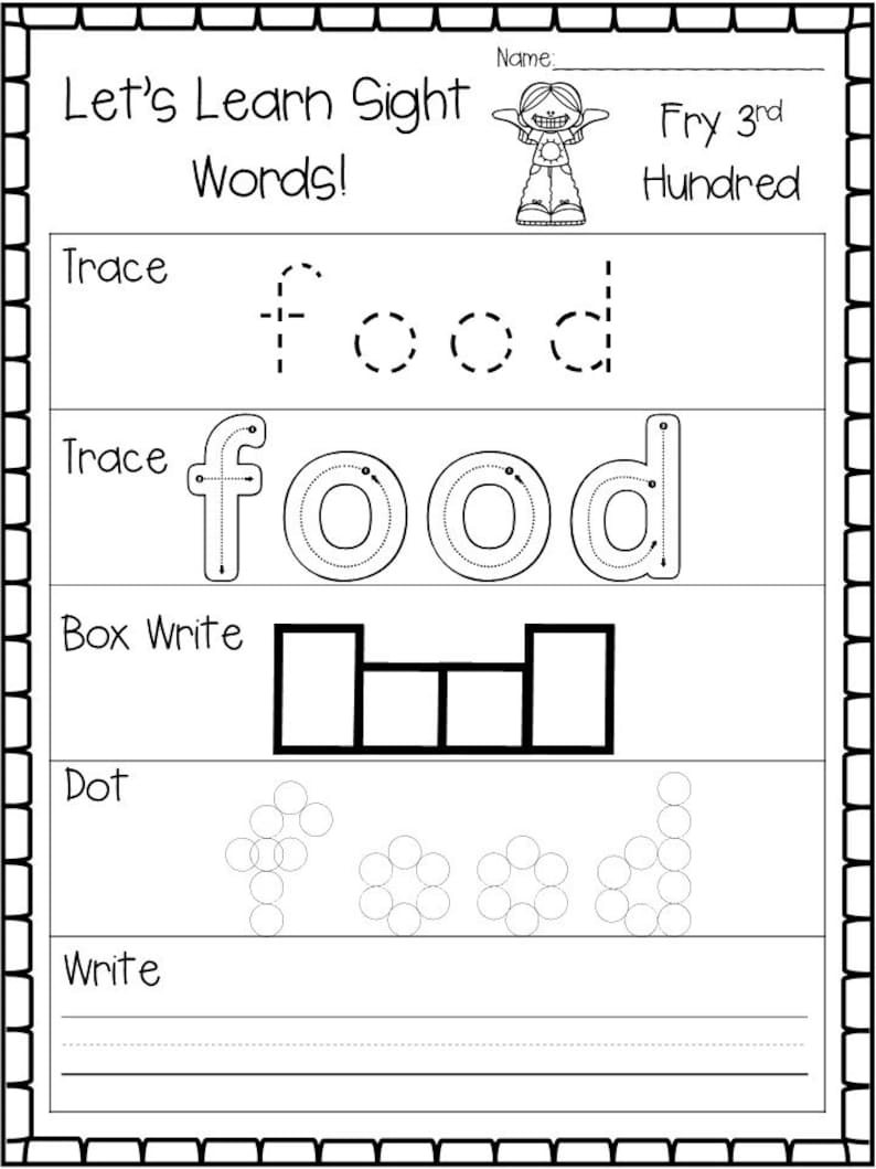100 Printable Let's Learn Fry 3rd Hundred Sight Words Worksheets. 2nd ...