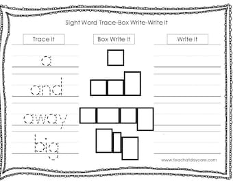 10 Printable Dolch Pre-primer Sight Words Trace It Color It | Etsy