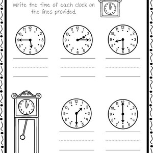 10 Printable Let's Tell Time Worksheets. Kdg.-2nd Grade Math. - Etsy