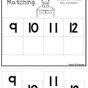 18 Printable Number Matching Worksheets. Preschool-kindergarten Numbers ...