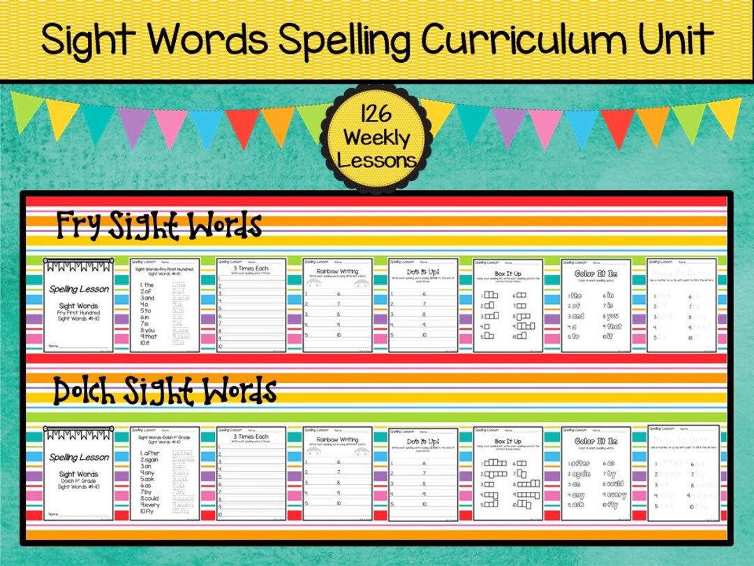 Sight Word Spelling Curriculum Unit. 126 Weekly Lessons. Prints 1,890 ...