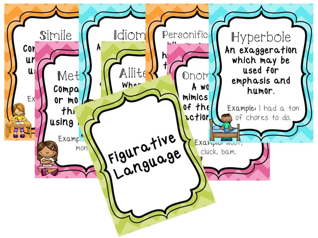 8 Printable Figurative Language Posters. Full Page Classroom Wall ...