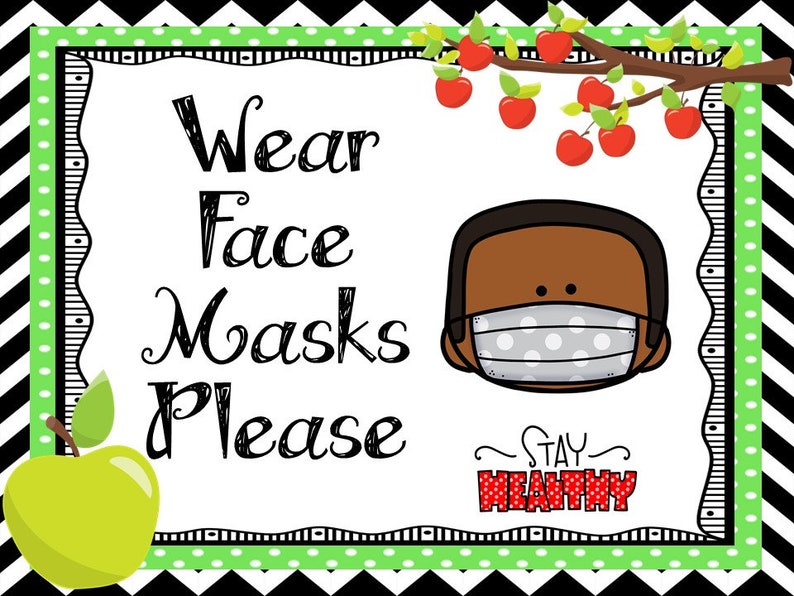 Apple Themed Wear Mask Posters for Classroom (PDF) - Etsy UK