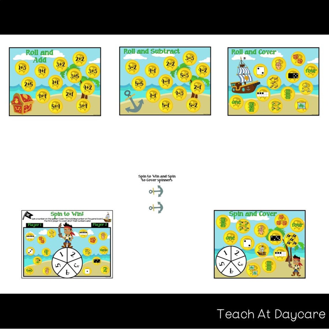 10 Printable Pirates Themed Kindergarten Math Center Games and ...