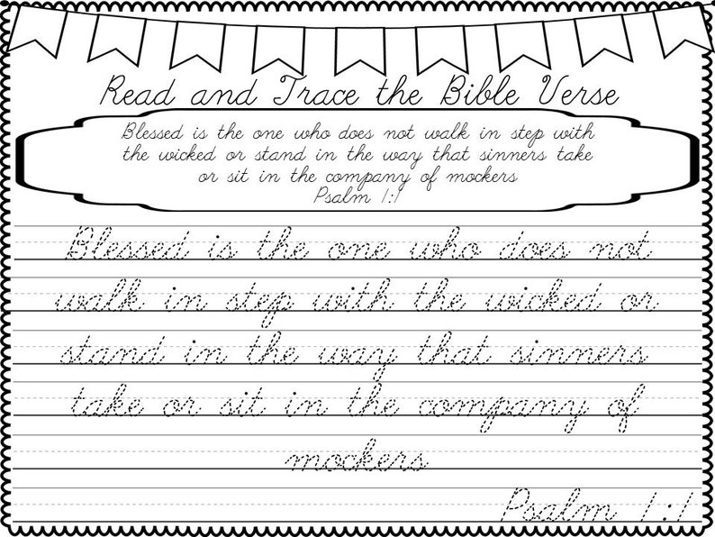 Psalms for Kids Tracing and Handwriting Worksheets. - Etsy