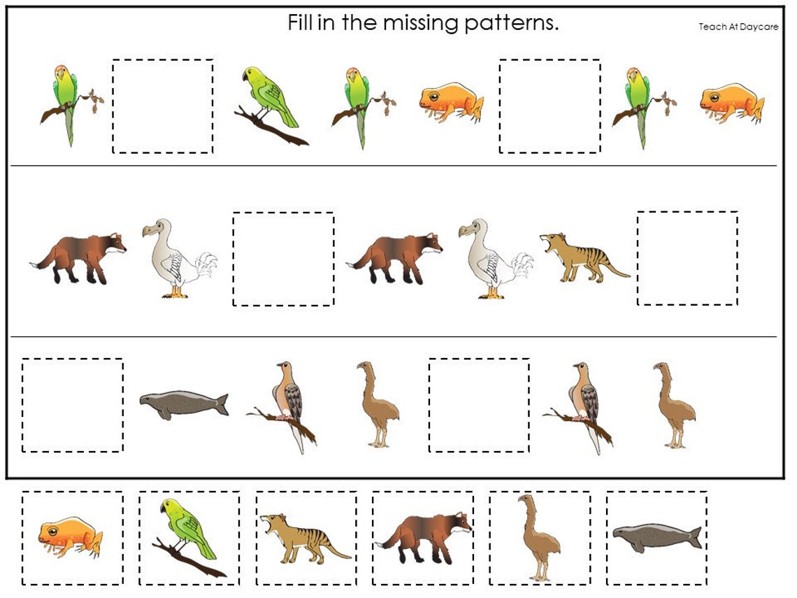 30 Extinct Animals Printable Preschool Educational Games | Etsy