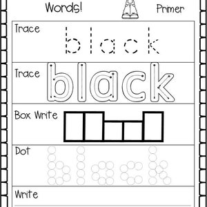 52 Printable Let's Learn Dolch Primer Sight Words Worksheets. Prek ...