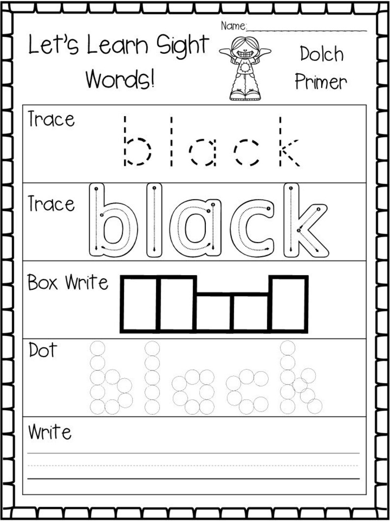 52 Printable Let's Learn Dolch Primer Sight Words Worksheets. Prek ...