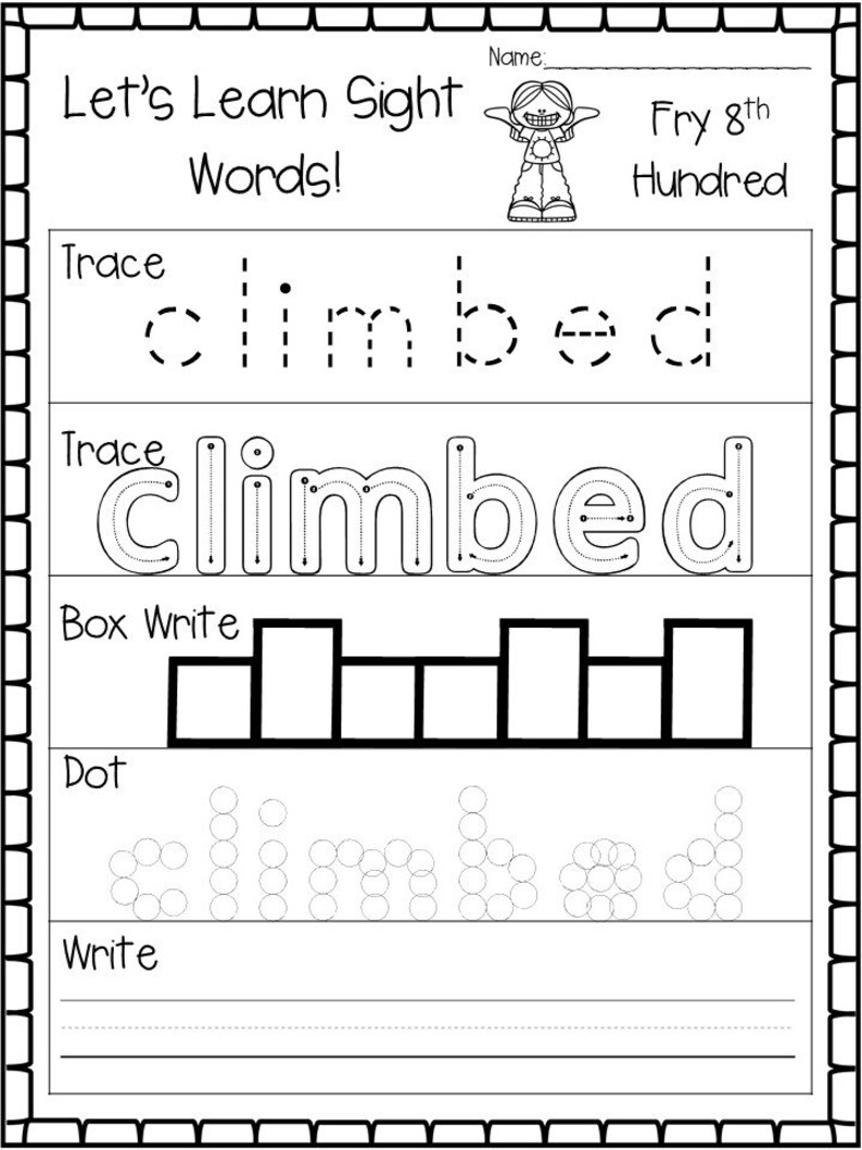 100 Printable Let's Learn Fry 8th Hundred Sight Words Worksheets. 4th ...