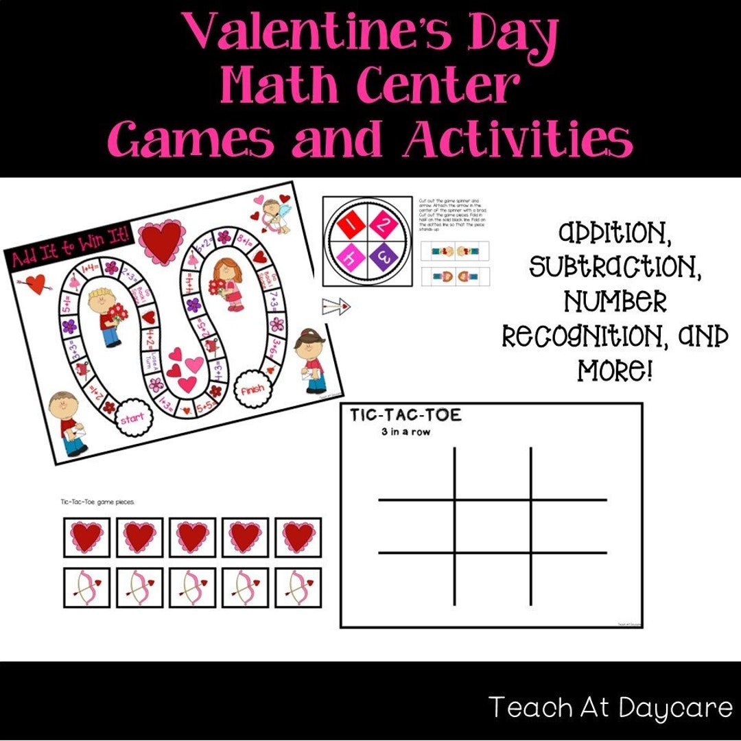 10 Printable Valentine's Day Themed Kindergarten Math Center Games and ...