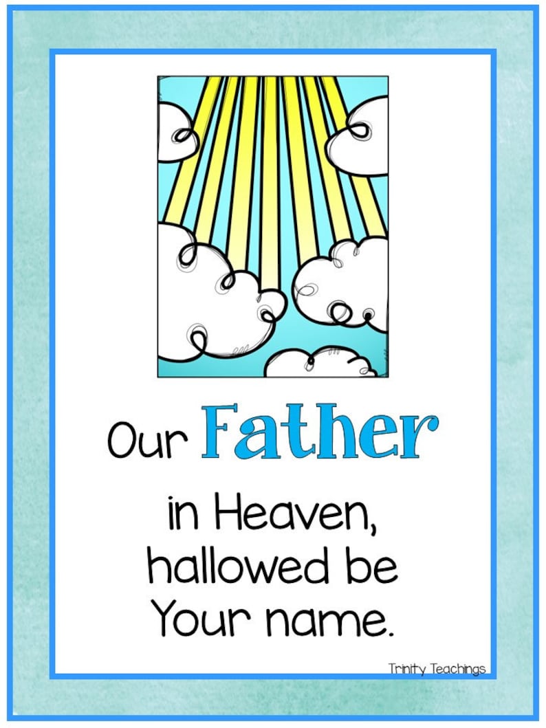 12 the Lord's Prayer Posters. 6 Color, 6 Black and White. Classroom ...