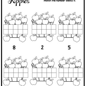 12 Printable Apple Ten Frame Worksheets. Preschool-kindergarten Numbers ...