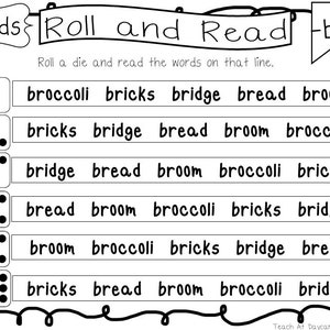 20 Printable Blends Roll and Read Worksheets. Kindergarten-2nd Grade ...
