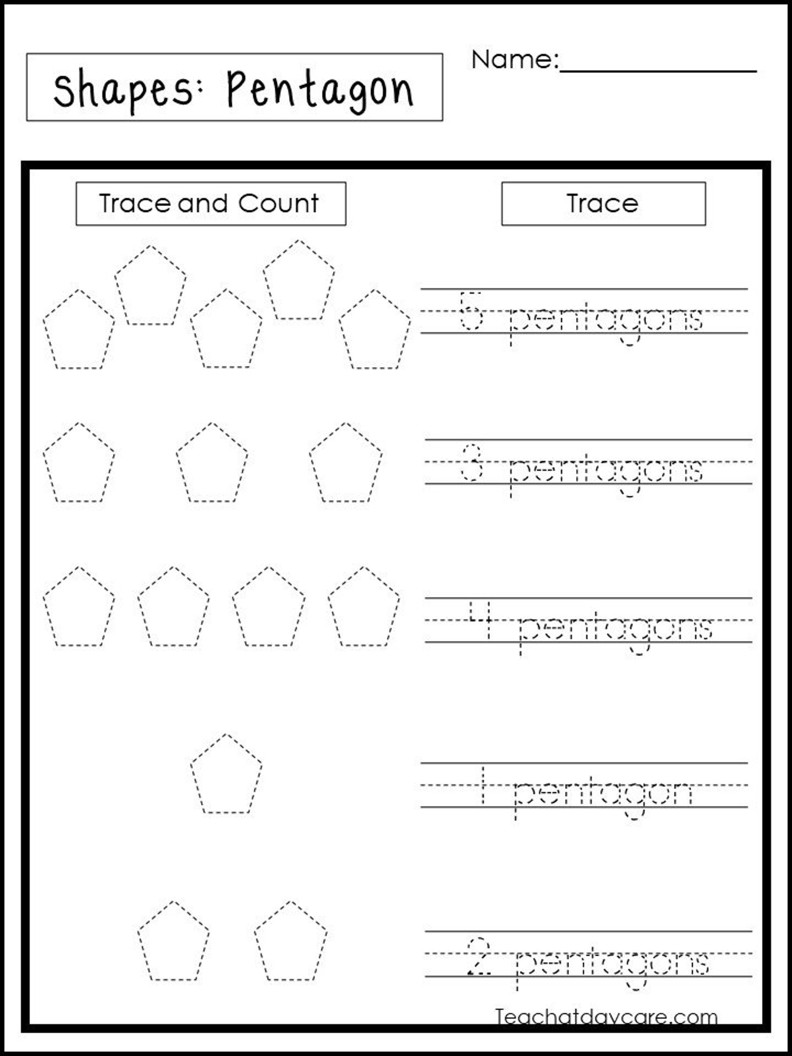12 Count and Trace the Shapes Preschool and Kindergarten | Etsy
