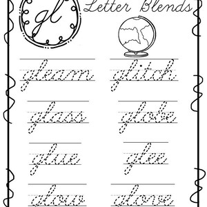 20 Printable Cursive Blends Trace the Word Worksheets. Kindergarten-2nd ...