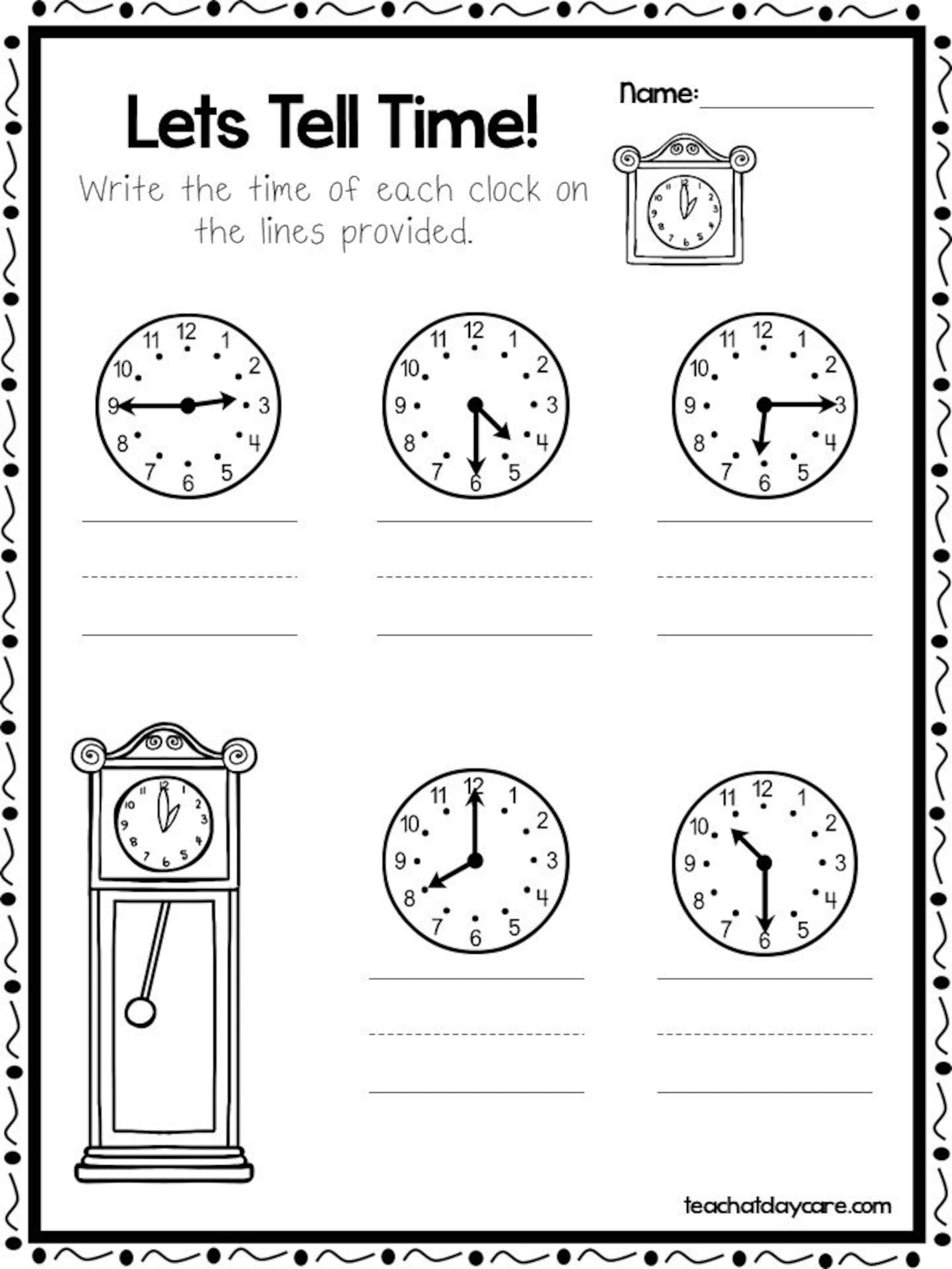 10 Printable Let's Tell Time Worksheets. Kdg.2nd Grade - Etsy