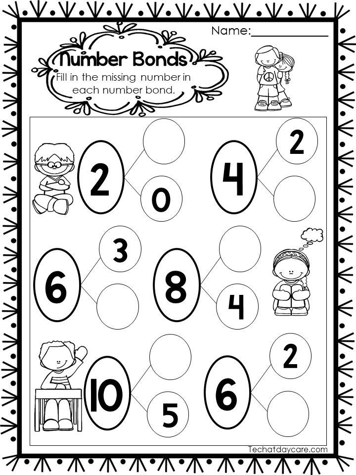 10 Printable Number Bonds Worksheets. Numbers 1-20. Kdg.2nd | Etsy