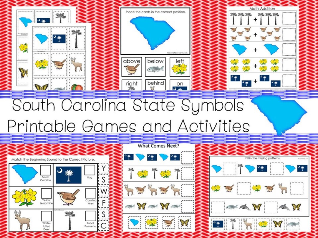 30 South Carolina State Symbols Themed Learning Games Download. ZIP ...