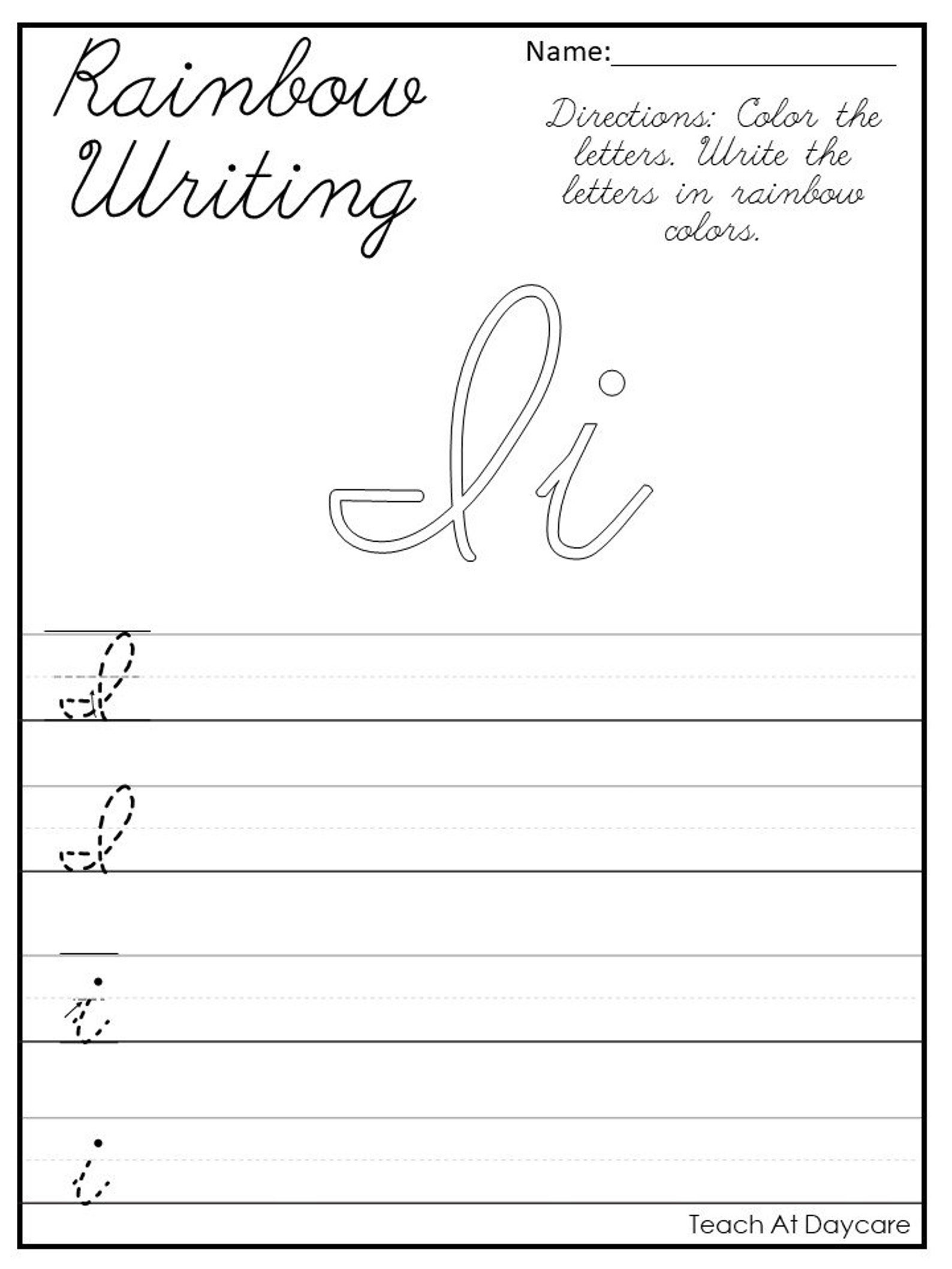 26 Printable Cursive Alphabet Rainbow Trace and Write the Letters ...