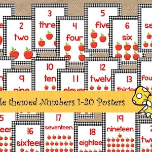 20 Printable Apple Themed Numbers Posters. Numbers 1-20. Classroom Wall ...