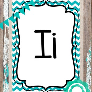 26 Printable Rustic and Teal Alphabet Posters. 8x10 Classroom ...