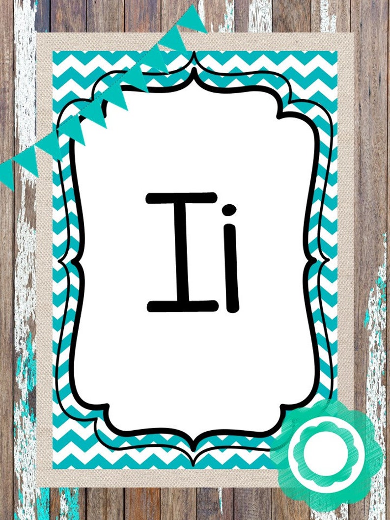 26 Printable Rustic and Teal Alphabet Posters. 8x10 Classroom | Etsy