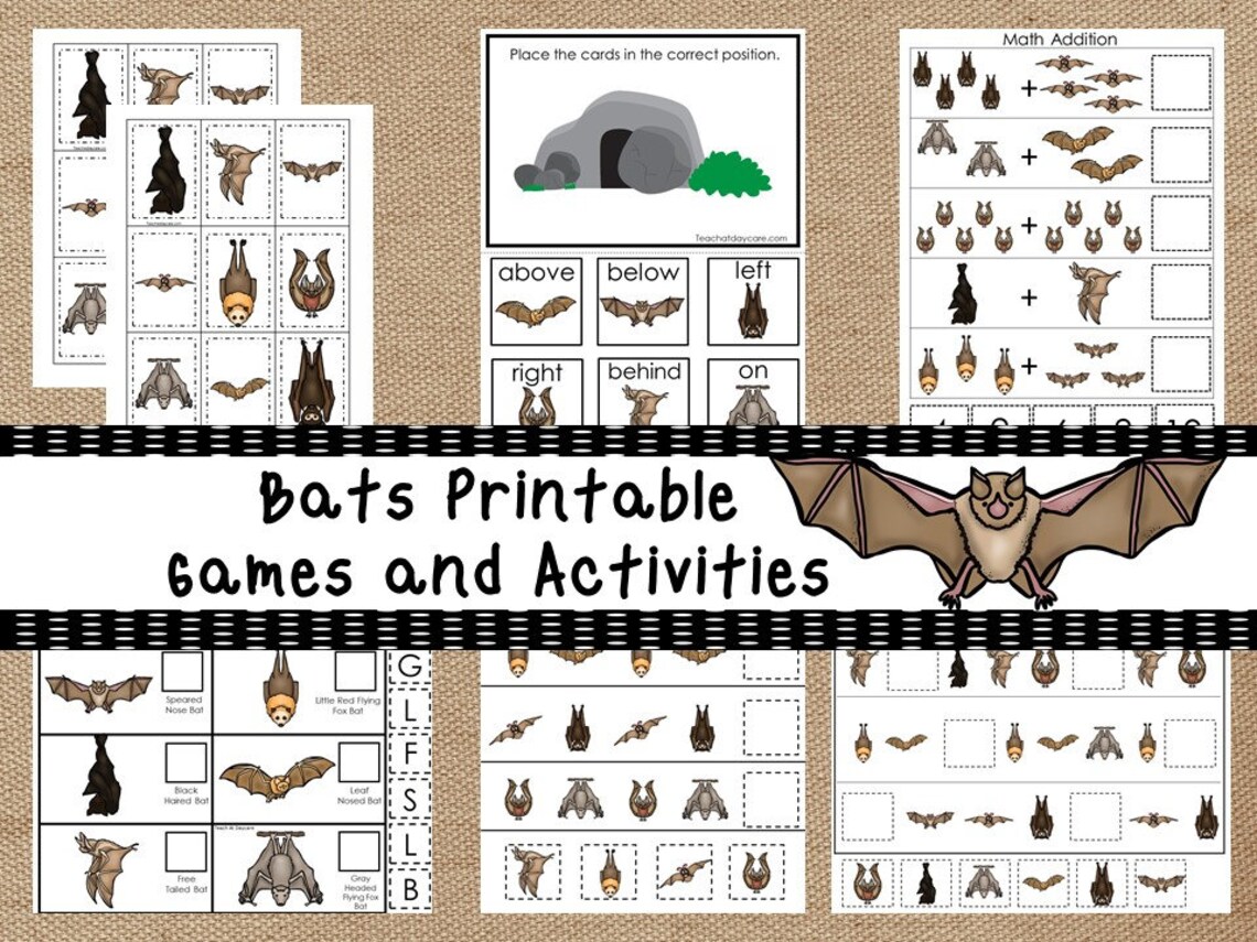 30 Bats Printable Preschool Educational Games Download. Games | Etsy