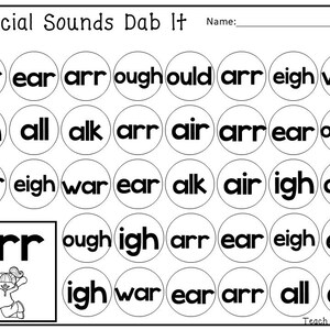 10 Printable Special Sounds Dab It Worksheets. 1st-2nd Grade ELA ...