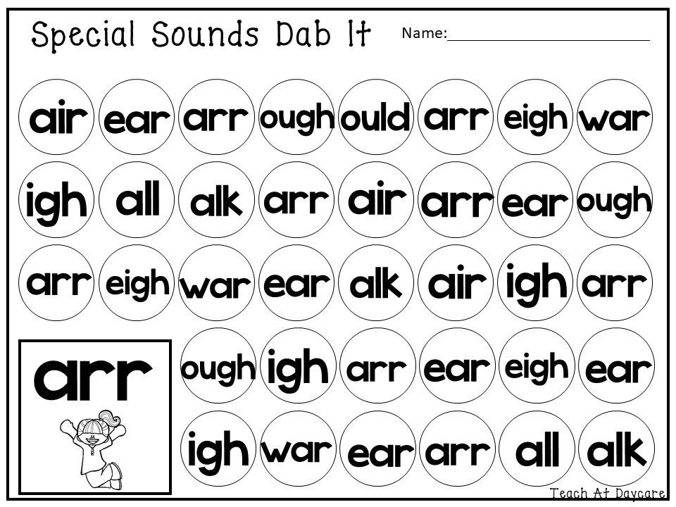 10 Printable Special Sounds Dab It Worksheets. 1st-2nd Grade ELA ...