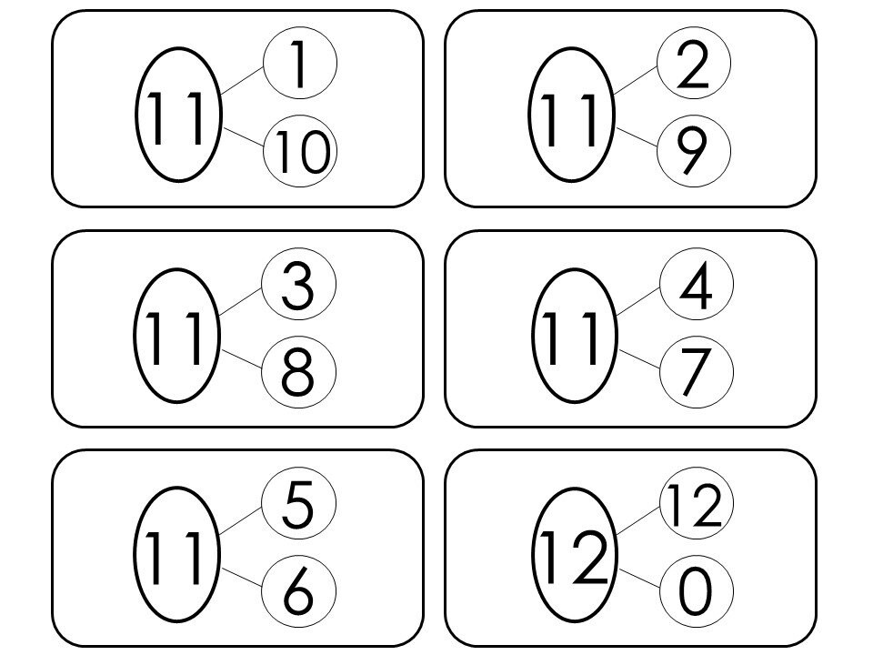 120 Printable Number Bond Flashcards. Numbers 1-20. Preschool | Etsy