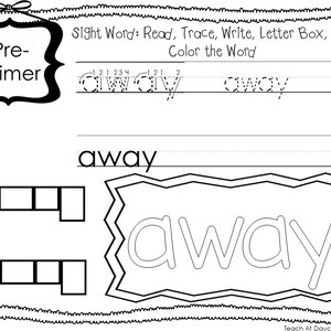 40 Printable Dolch Pre-primer Read, Trace, Write, Box Write, and Color ...