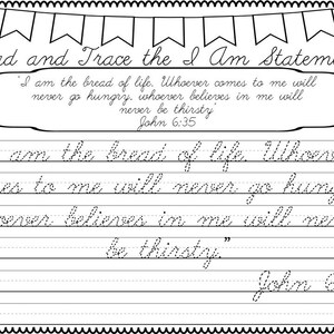 I Am Statements of Jesus Handwriting and Color Worksheets. Bible Verse ...