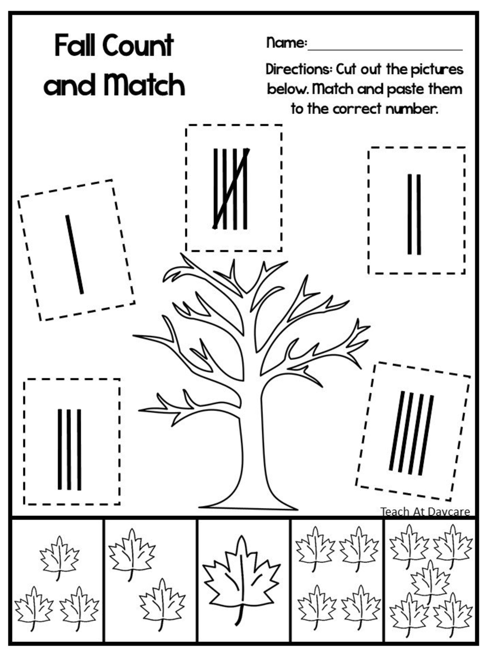15 Printable Fall Match the Picture to the Number Worksheets. - Etsy