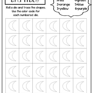 14 Printable 2-D Shapes Roll and Trace Worksheets. Child Math ...