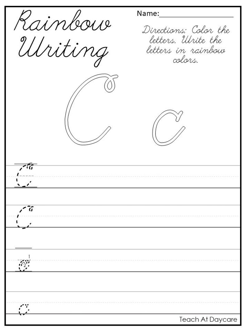 26 Printable Cursive Alphabet Rainbow Trace and Write the Letters ...