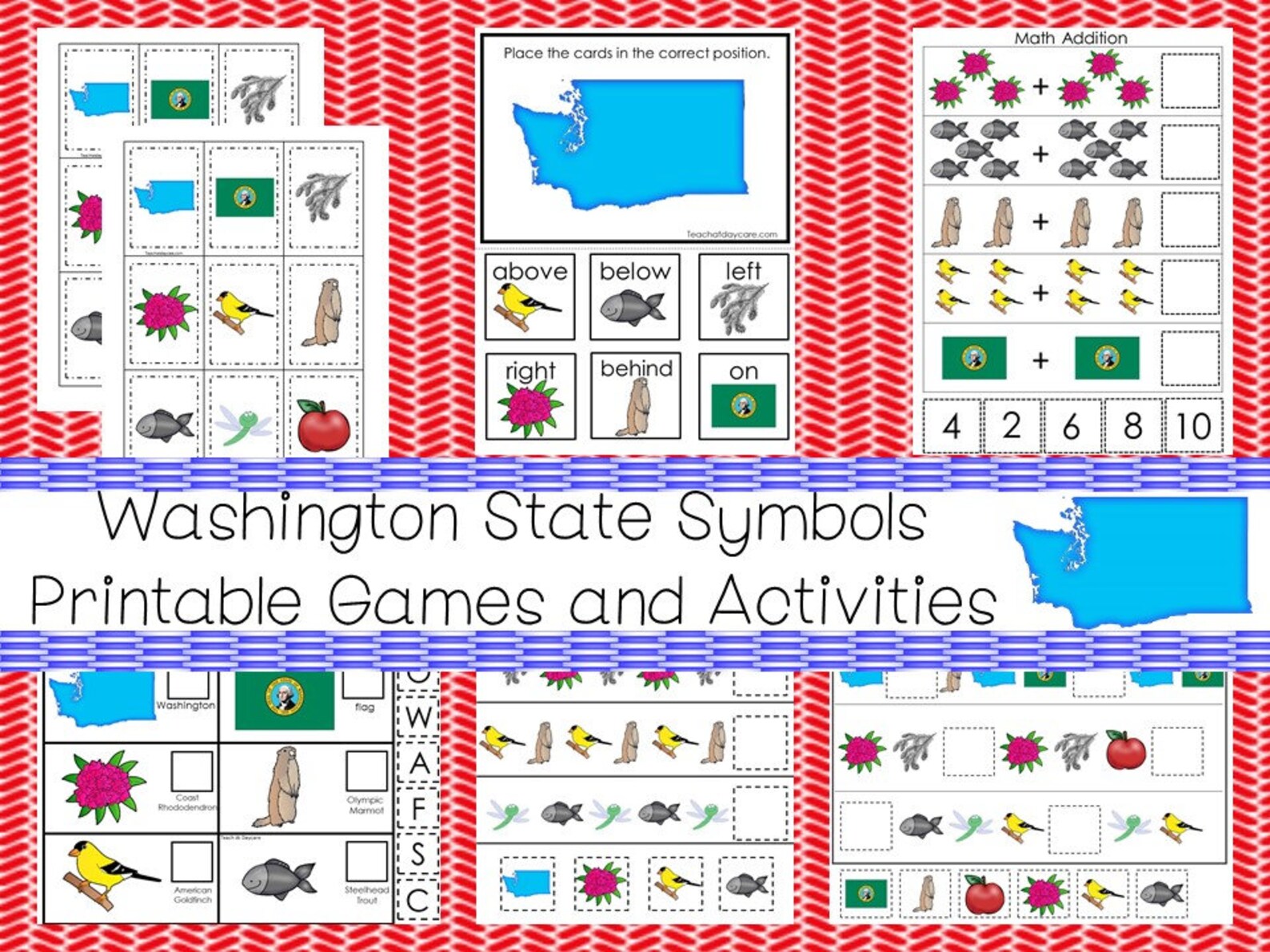 30 Washington State Symbols Themed Learning Games Download. - Etsy